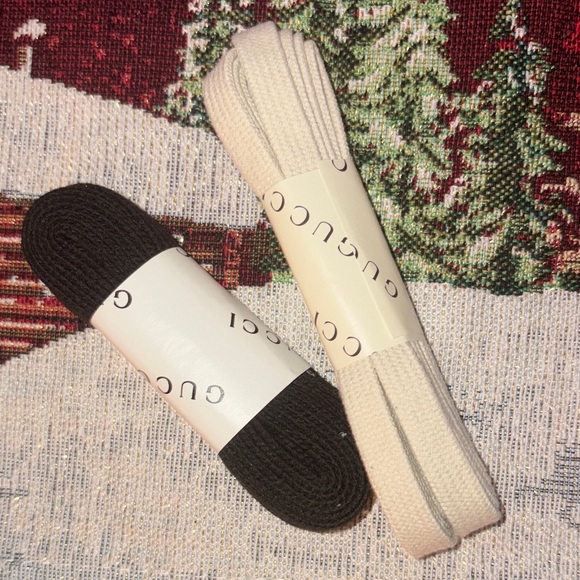 Gucci | Accessories | Gucci 2pcs Unisex Black And Cream Shoe Laces ...
